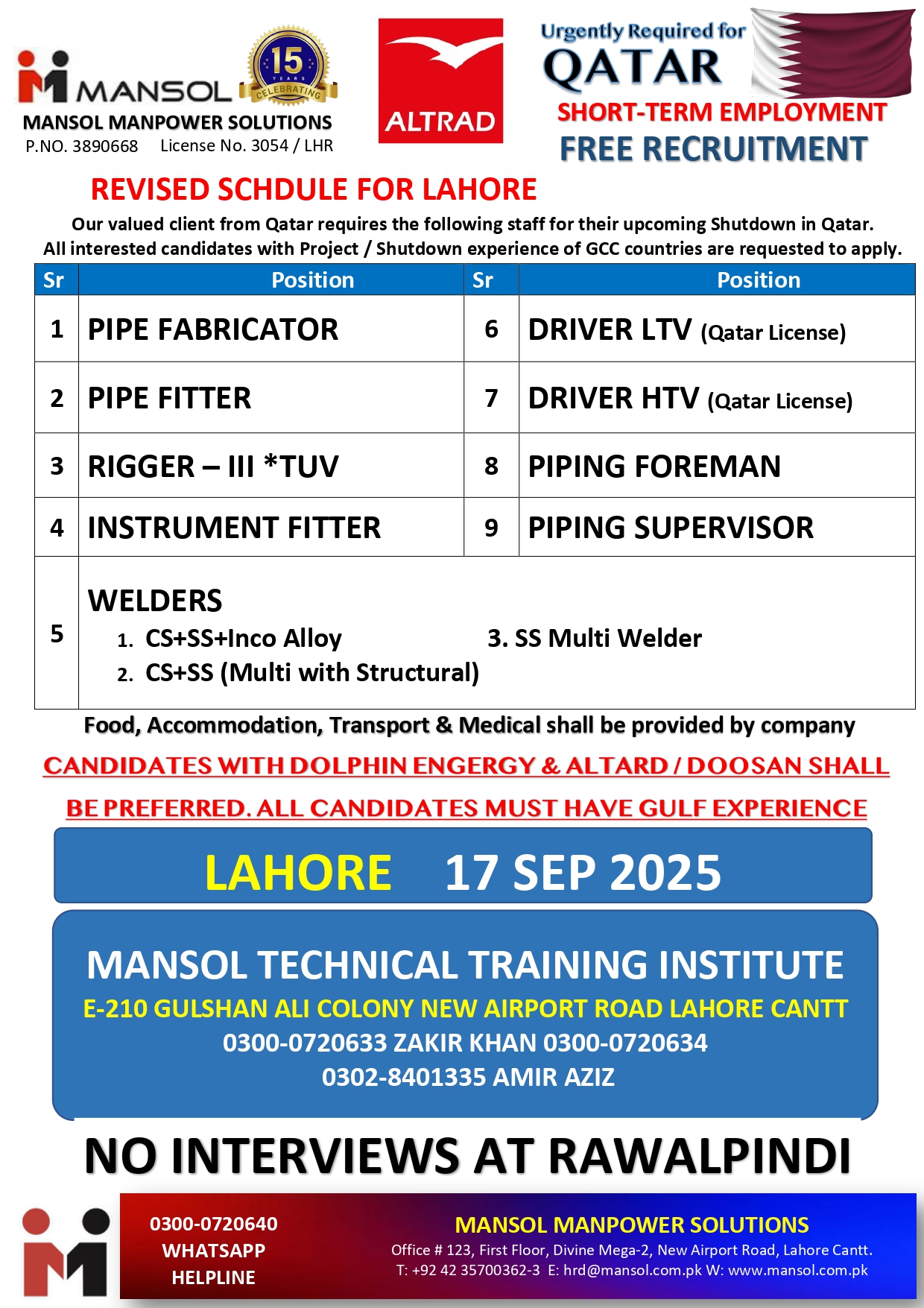 Latest Jobs | Mansol - All Manpower Solutions