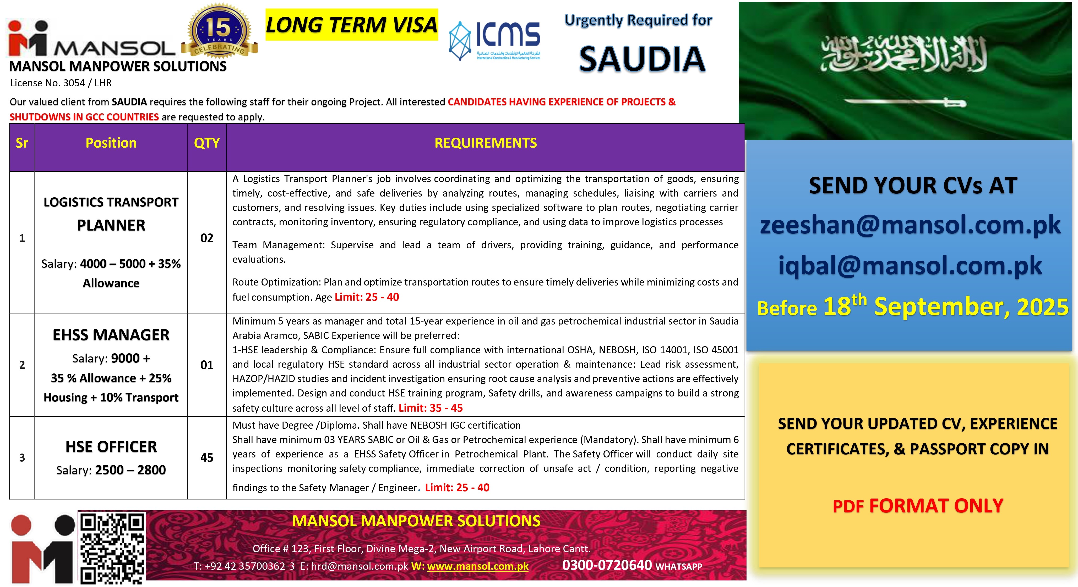 Latest Jobs | Mansol - All Manpower Solutions