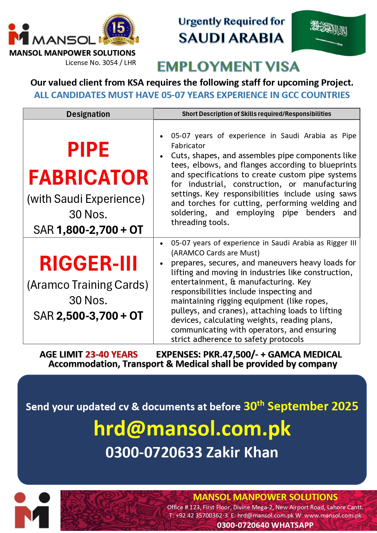 Latest Jobs | Mansol - All Manpower Solutions