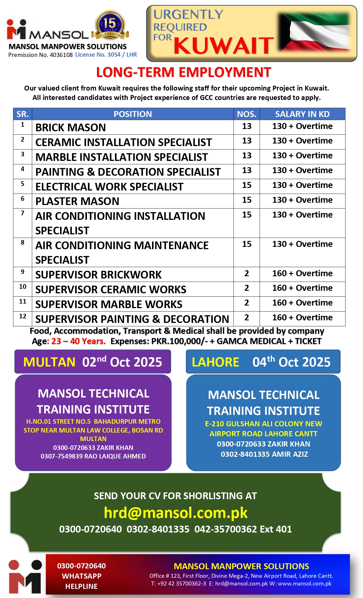 Latest Jobs | Mansol - All Manpower Solutions